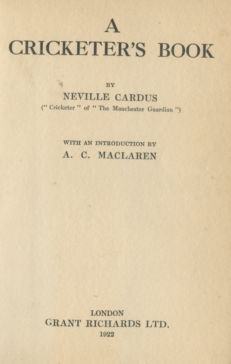 Cricketbooks.com.au | Cardus, Neville - A Cricketer's Book, ex libris
